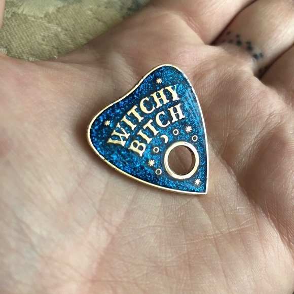 ariesmoon89 | Accessories | Witchy Btch Ouija Glitter Lapel Pin Brooch ...